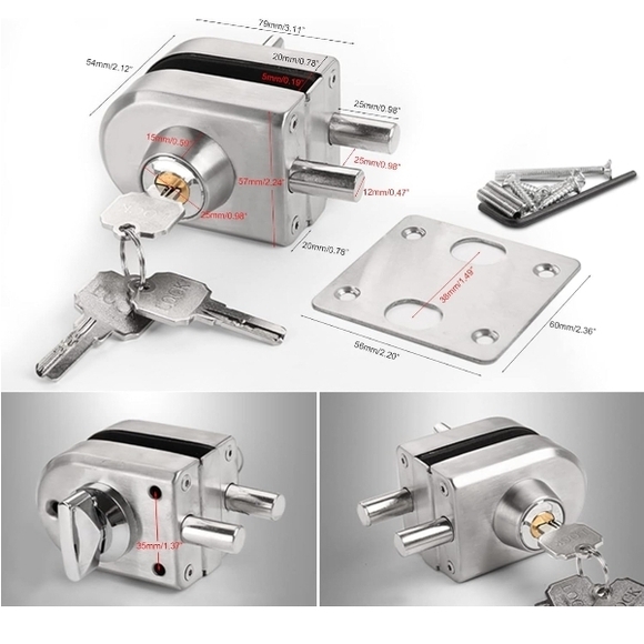no brand | Other | Stainless Steel Glass Door Lock For 2 Glass 39 047 ...